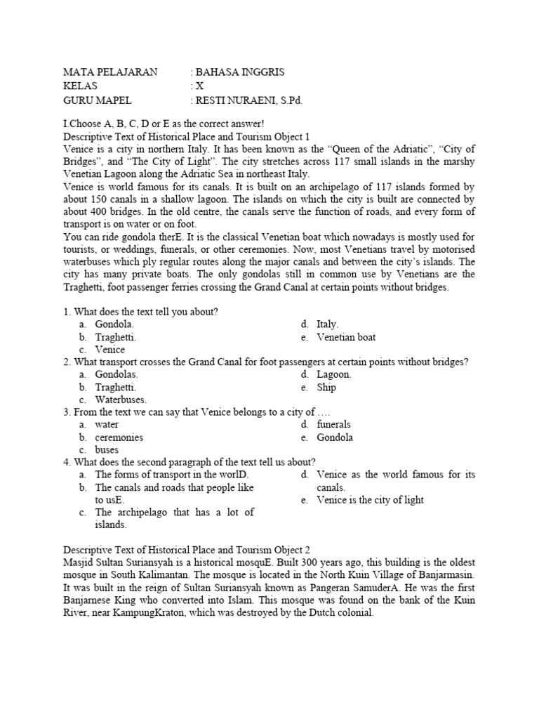 Soal B. Inggris Kelas 10 | PDF