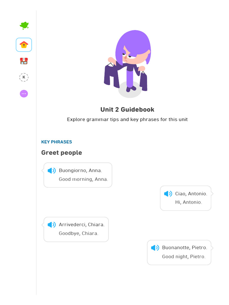 Duolingo - Italian Unit 2 Guidebook | PDF