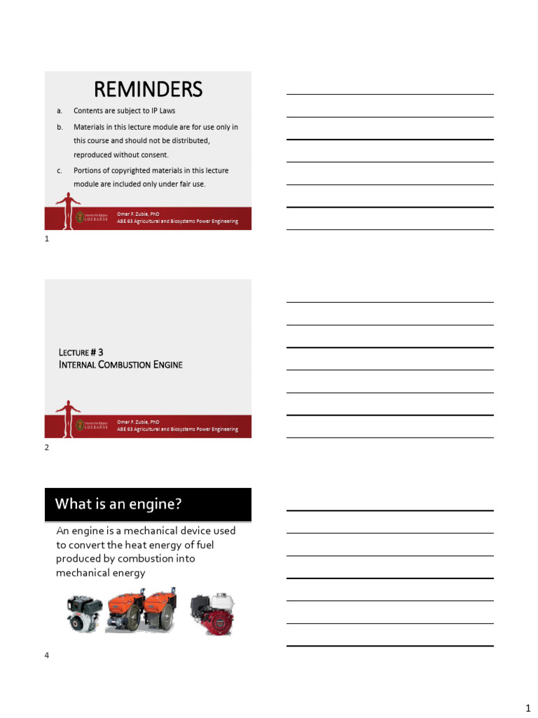 ABE 63 Lecture - 03 Internal Combustion Engine | PDF
