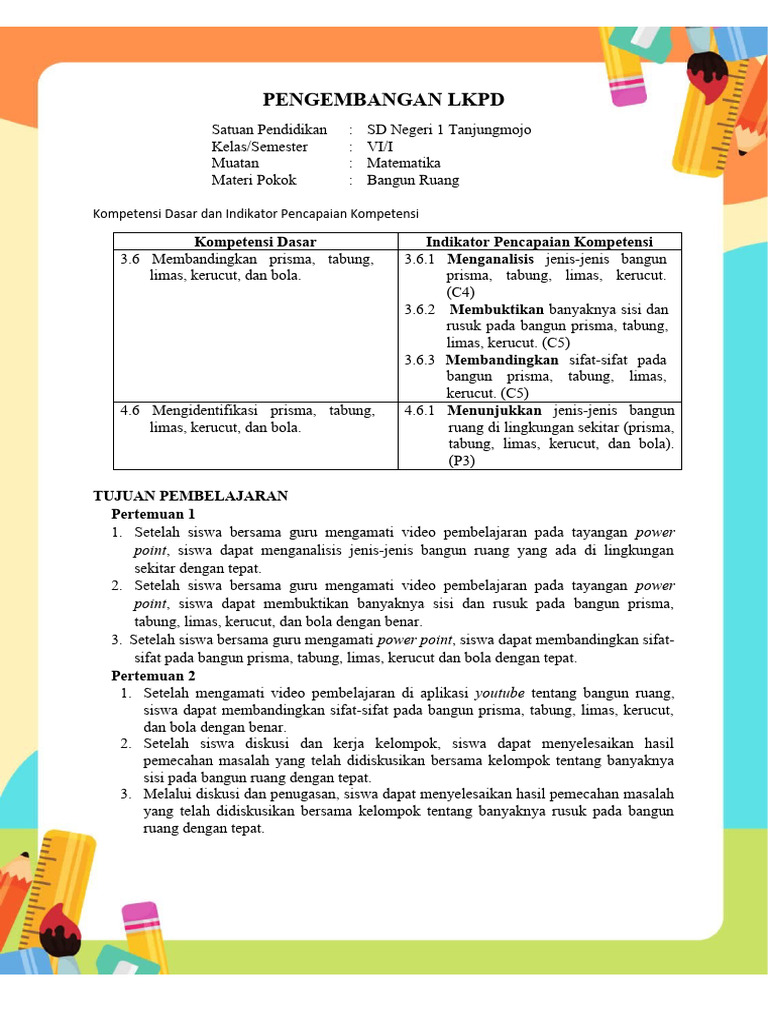 LKPD Matematika Kelas 6 SD | PDF
