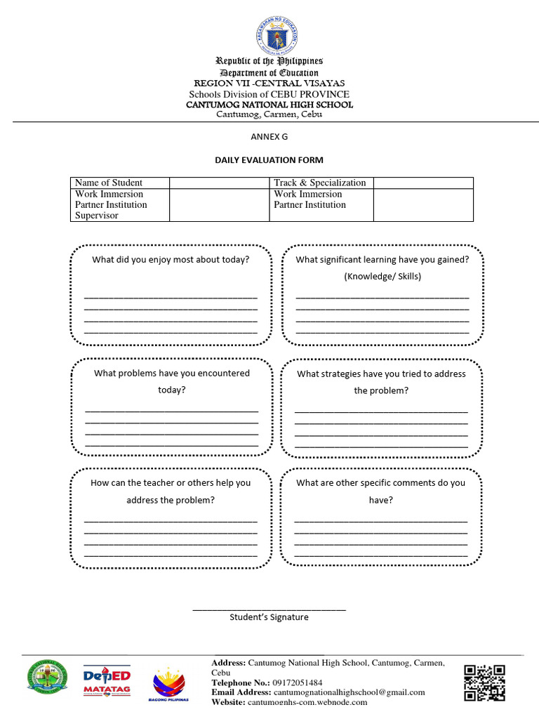 ANNEX G and H | PDF | Education Theory | Human Communication