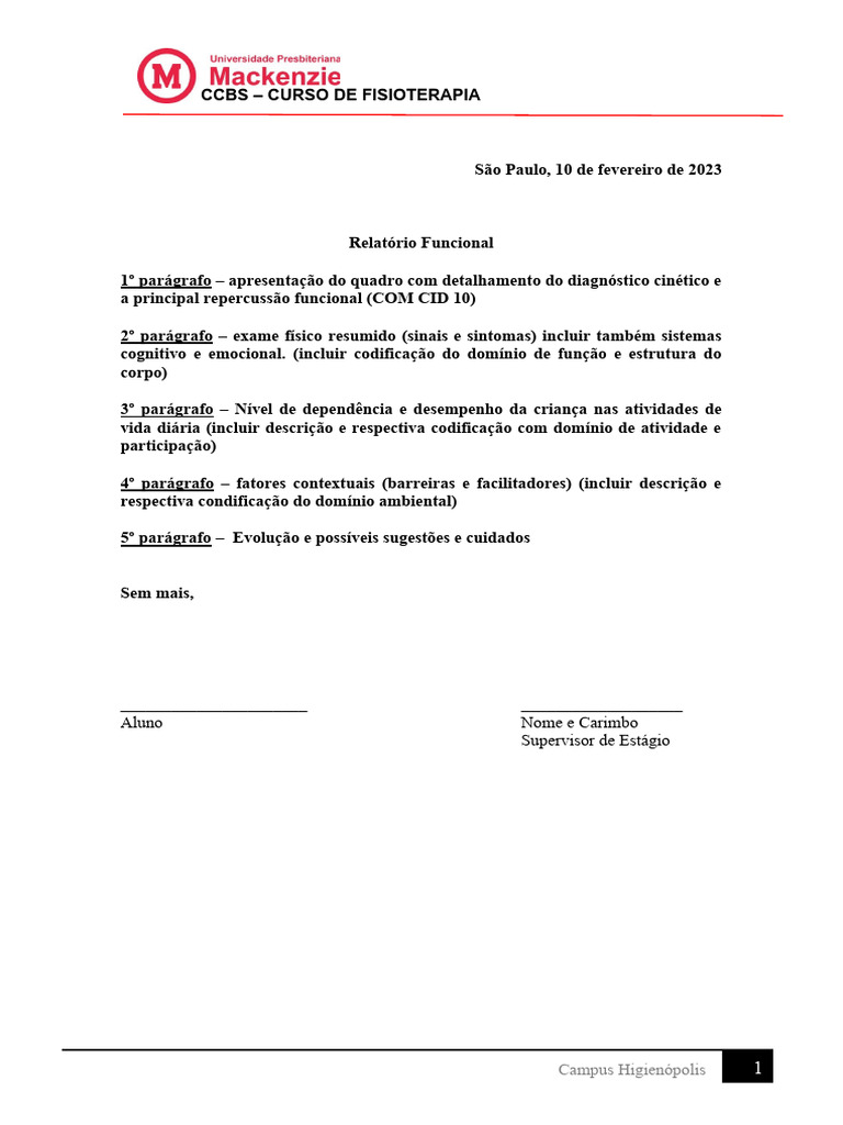 Modelo 2 RELATORIO FUNCIONAL CIF | PDF