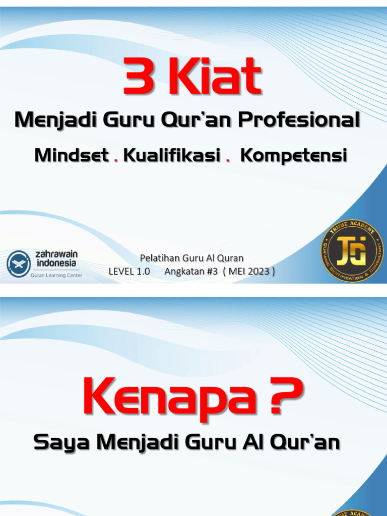 3 Kiat Menjadi Guru Al Qur'an Profesional | PDF 3 Kiat Menjadi Guru Al Qur'an Profesional | PDF