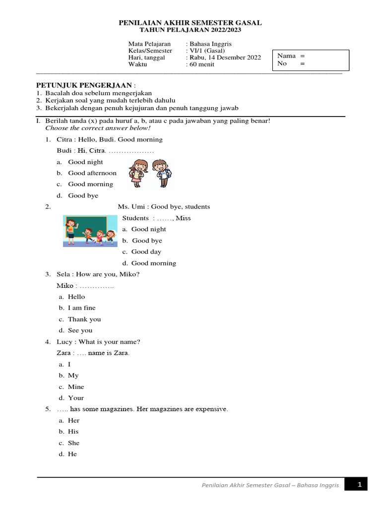 Soal Kelas 6 Bahasa Inggris | PDF