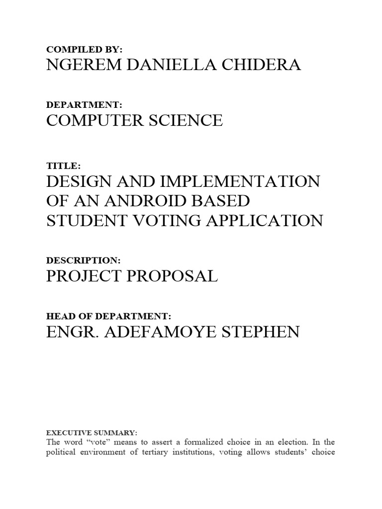 Daniella's Project Proposal | PDF | Voting | Android (Operating System)