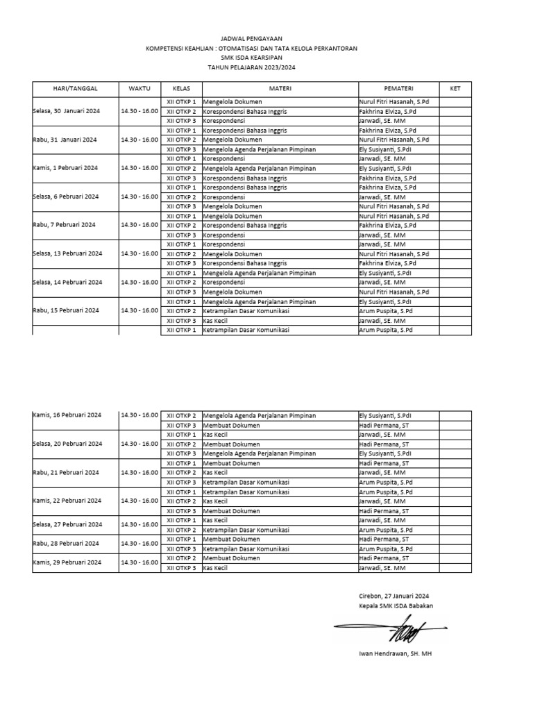 Jadwal Pengayaan OTKP | PDF