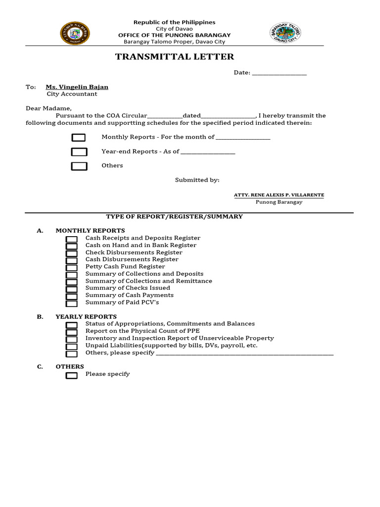 Transmittal Letter 1 | PDF