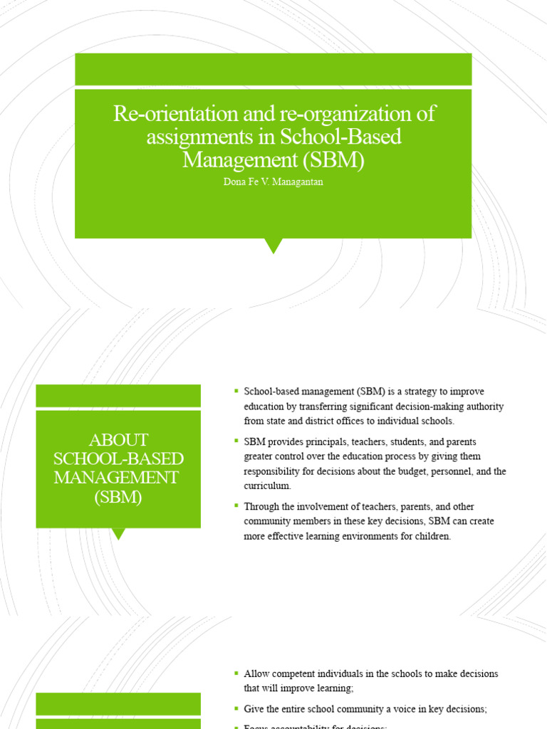 Re-Orientation and Re-Organization of Assignments in School-Based ...