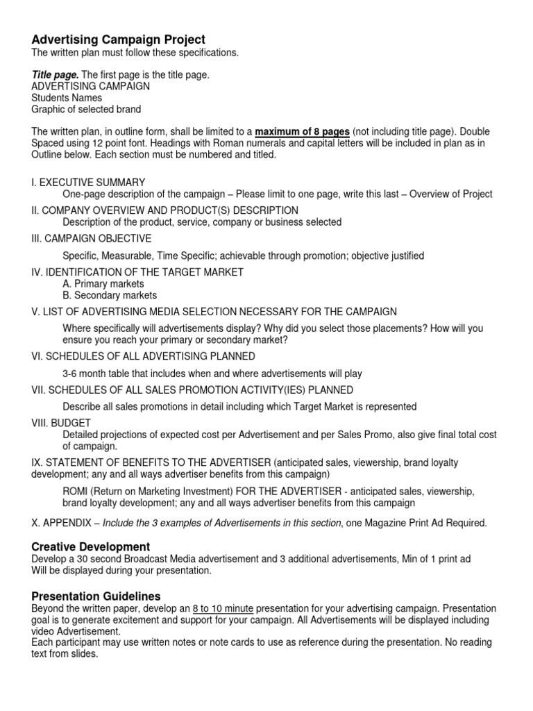 Advertising Campaign Project 24 | PDF | Advertising | Promotion (Marketing)