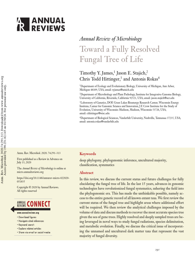 James Et Al 2020 Toward A Fully Resolved Fungal Tree of Life | PDF ...