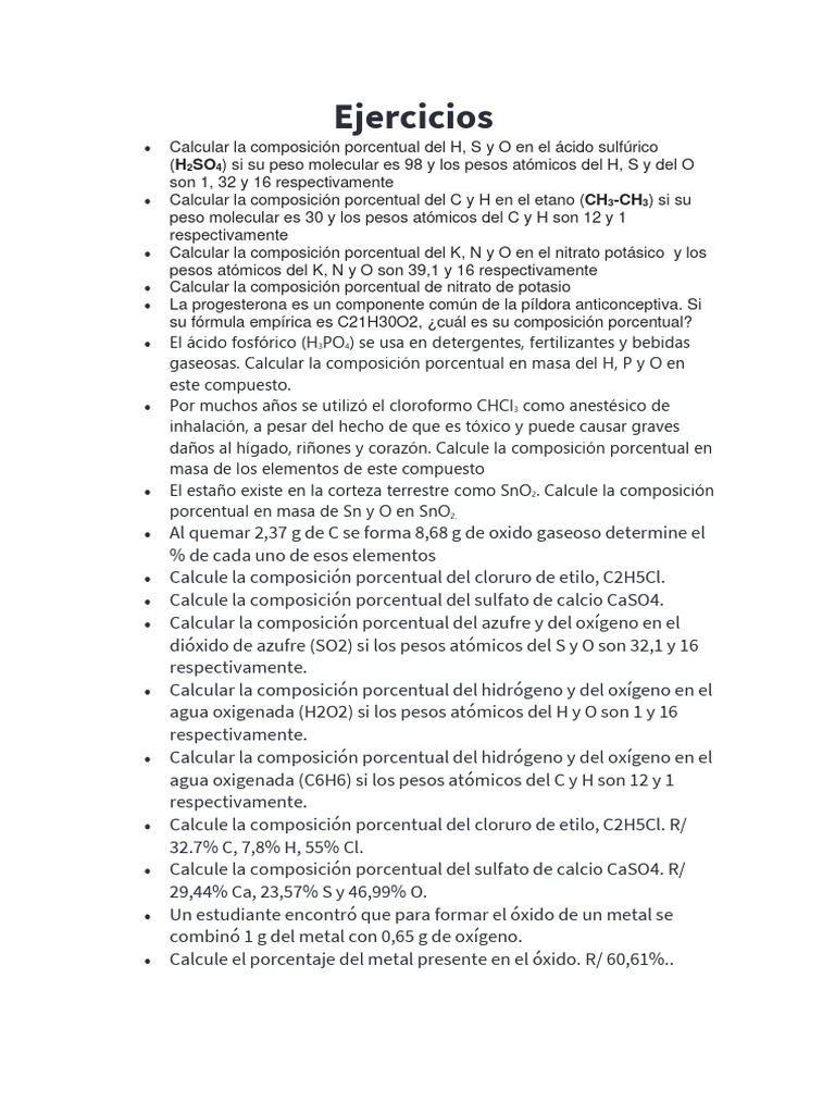 Ejercicios Quimica | PDF