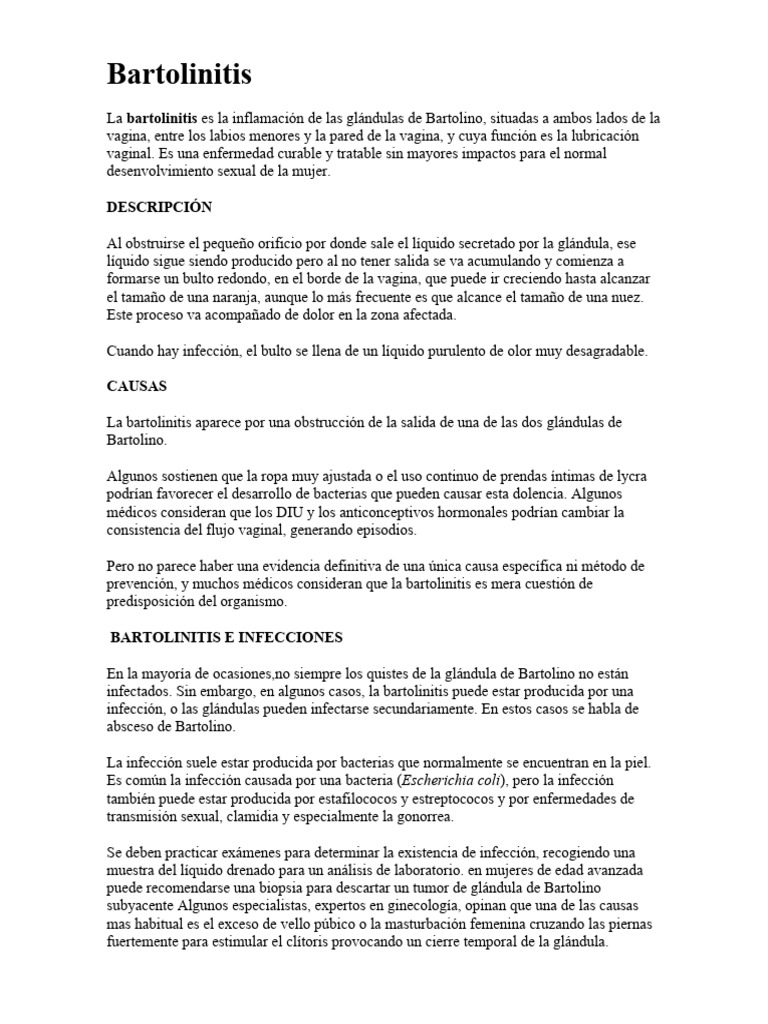 Bartolinitis | PDF | Sistema Reproductor Femenino Mamífero | Ginecología