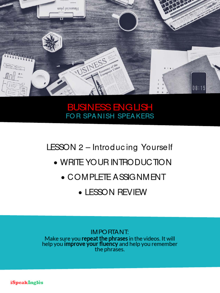 Lesson 2 - Practice Sheet - Introducing Yourself - iSpeakINGLES | PDF