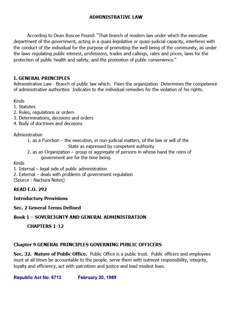 Notes For Administrative Law | PDF