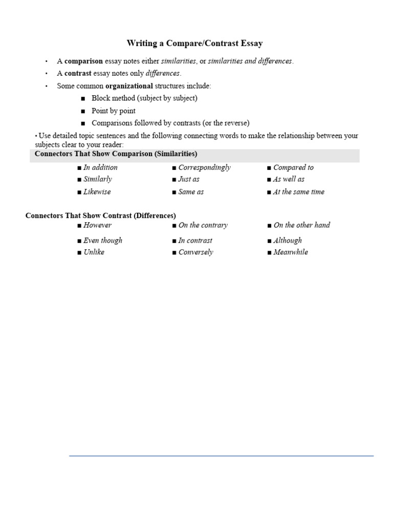 Compare and Contrast Essay Guide | PDF