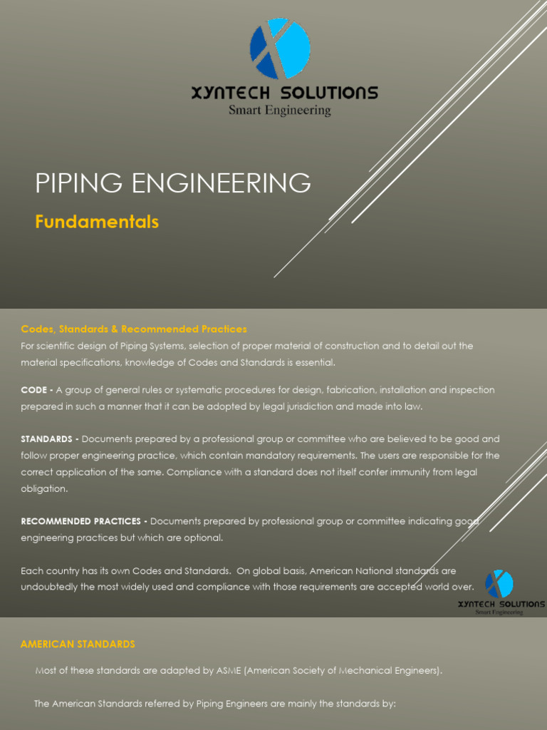 Piping Engineering - Fundamentals | PDF