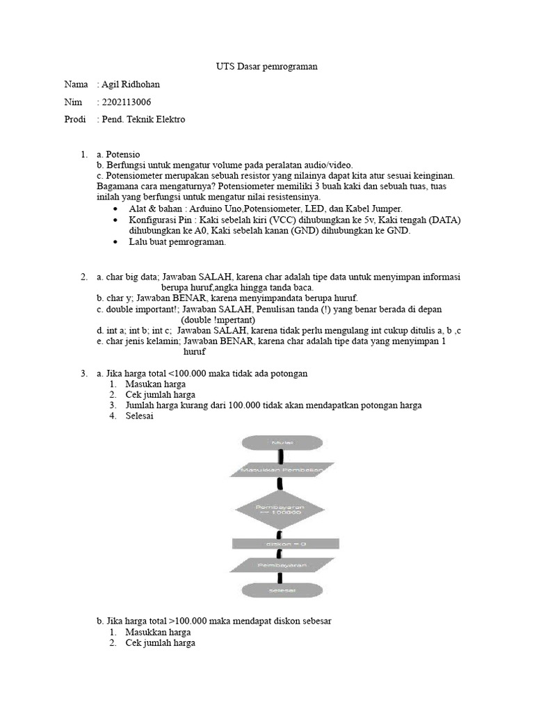 UTS Dasar Pemrograman | PDF