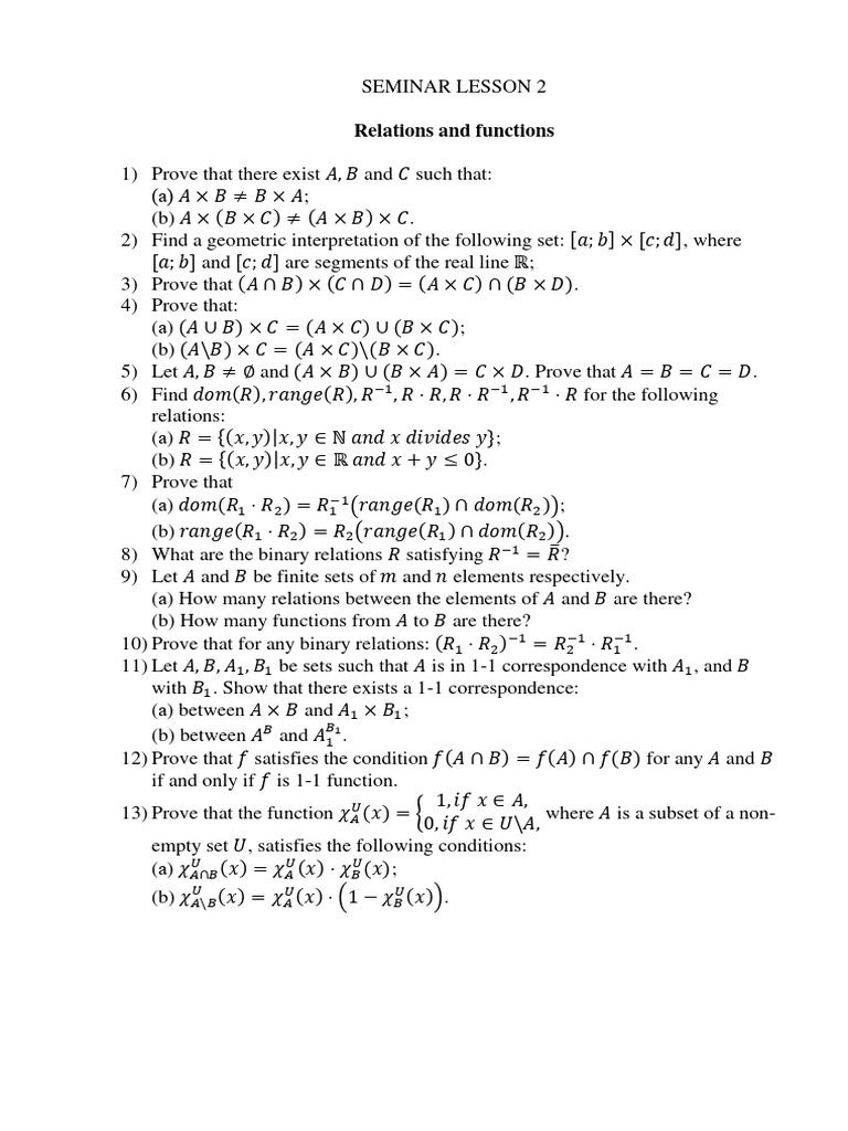 Sem-2 (Relations and Functions) | PDF | Set (Mathematics) | Algebra