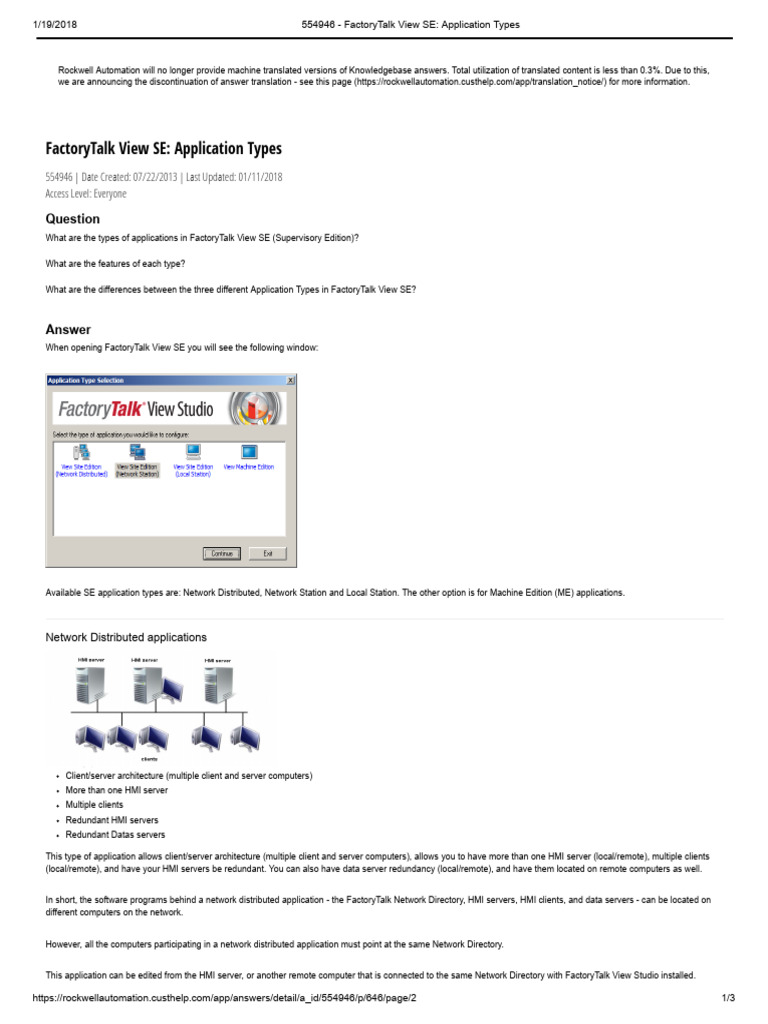 FactoryTalk View SE - Application Types | PDF