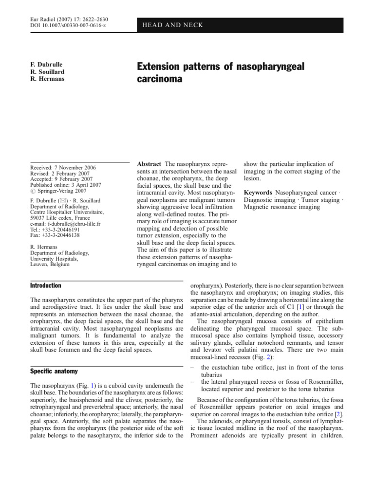 Extension Patterns of Nasopharyngeal | PDF