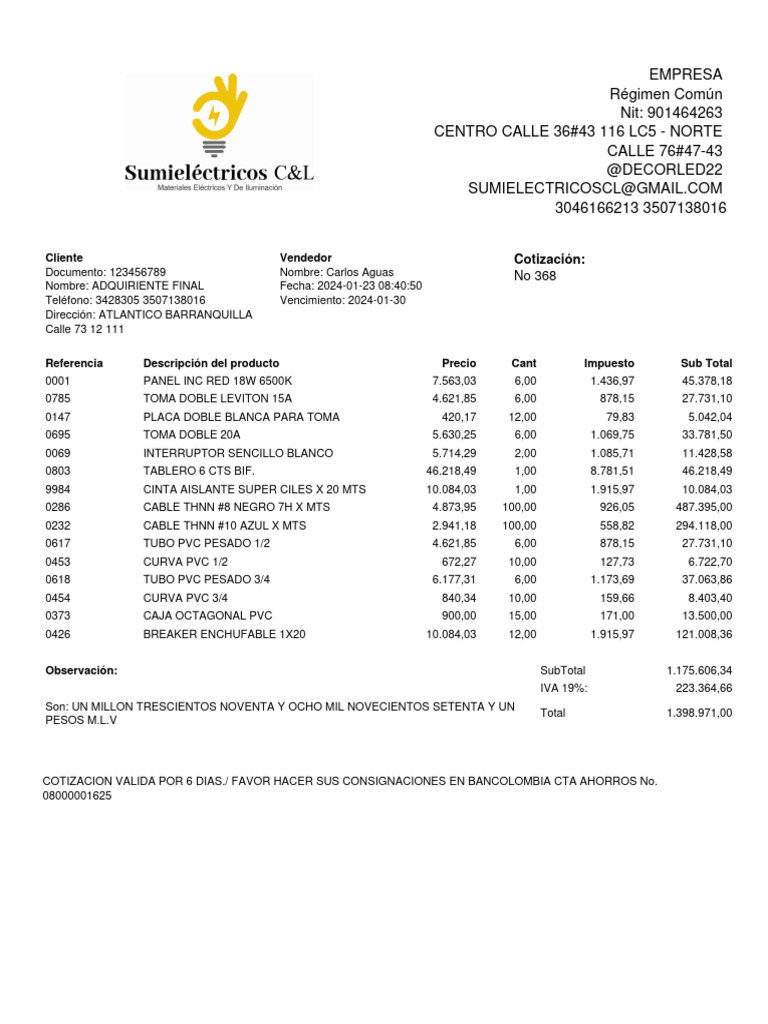Cotización 368 | PDF