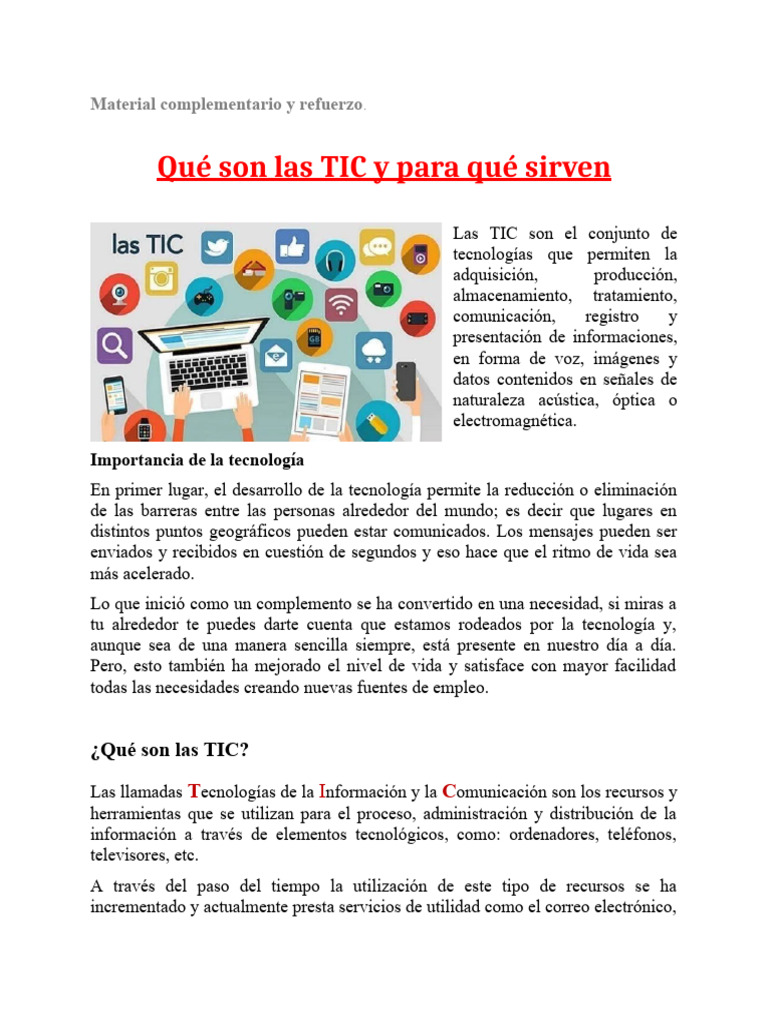 Importancia y funciones de las TIC | PDF
