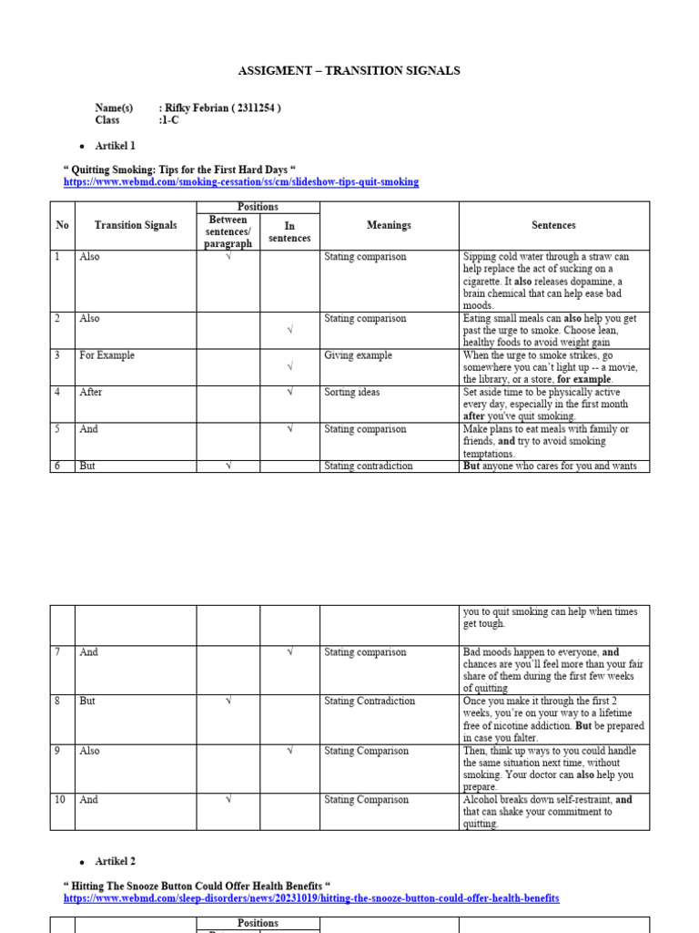 Rifky Febrian_ASSIGNMENT - TRANSITION SIGNALS | PDF | Hiv/Aids | Hiv