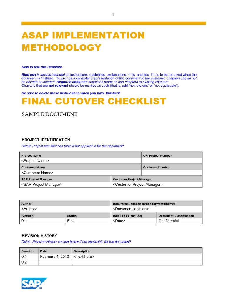 Final Cutover Checklist Sample | PDF