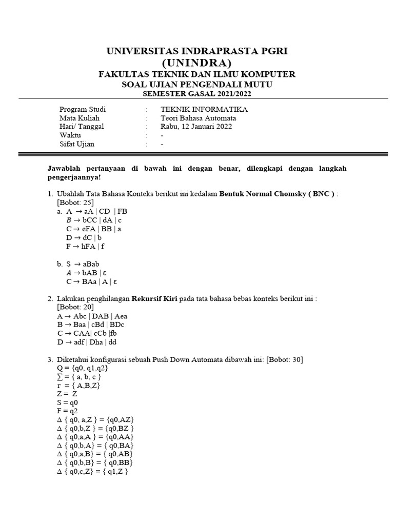 UPM TBA Gasal 2021 - 2022 | PDF
