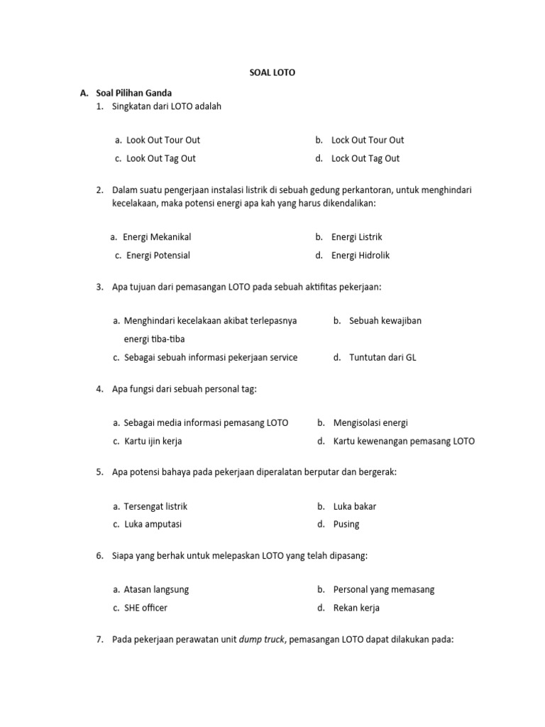 Soal & Jawaban LOTO | PDF