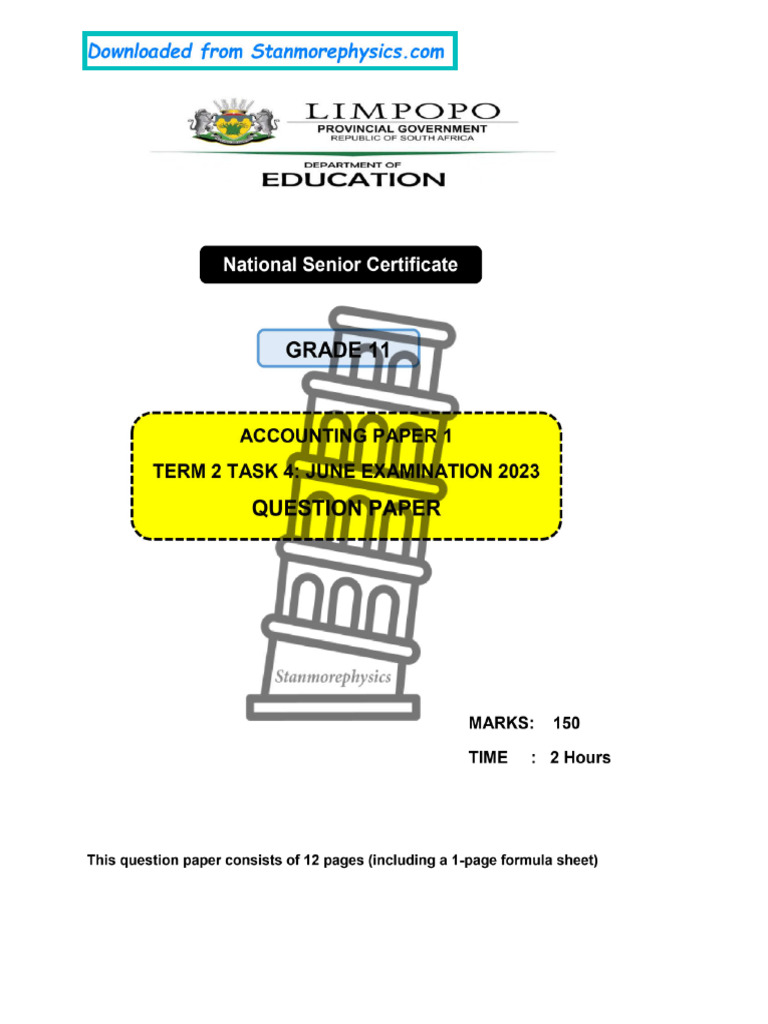 Limpopo Accounting Grade 11 June 2023 P1 and Memo | PDF