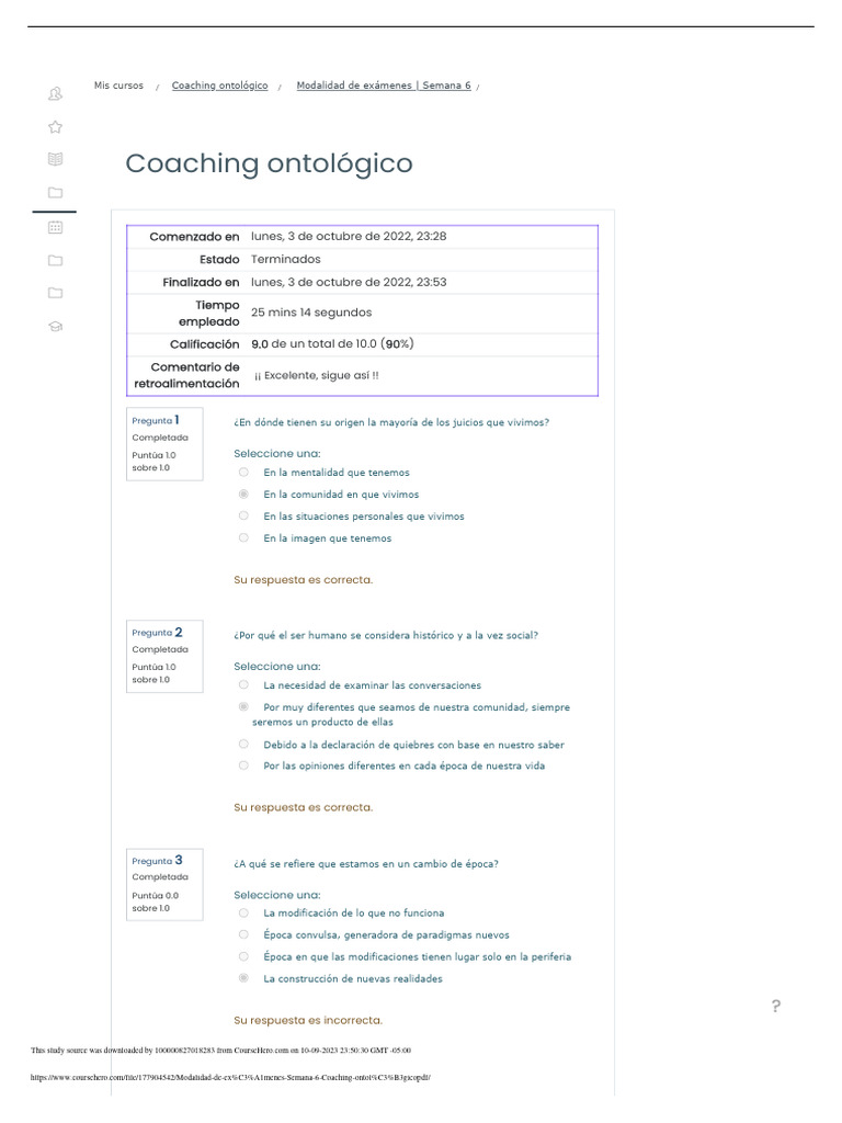 Modalidad de Ex Menes Semana 6 Coaching Ontol Gico PDF | PDF