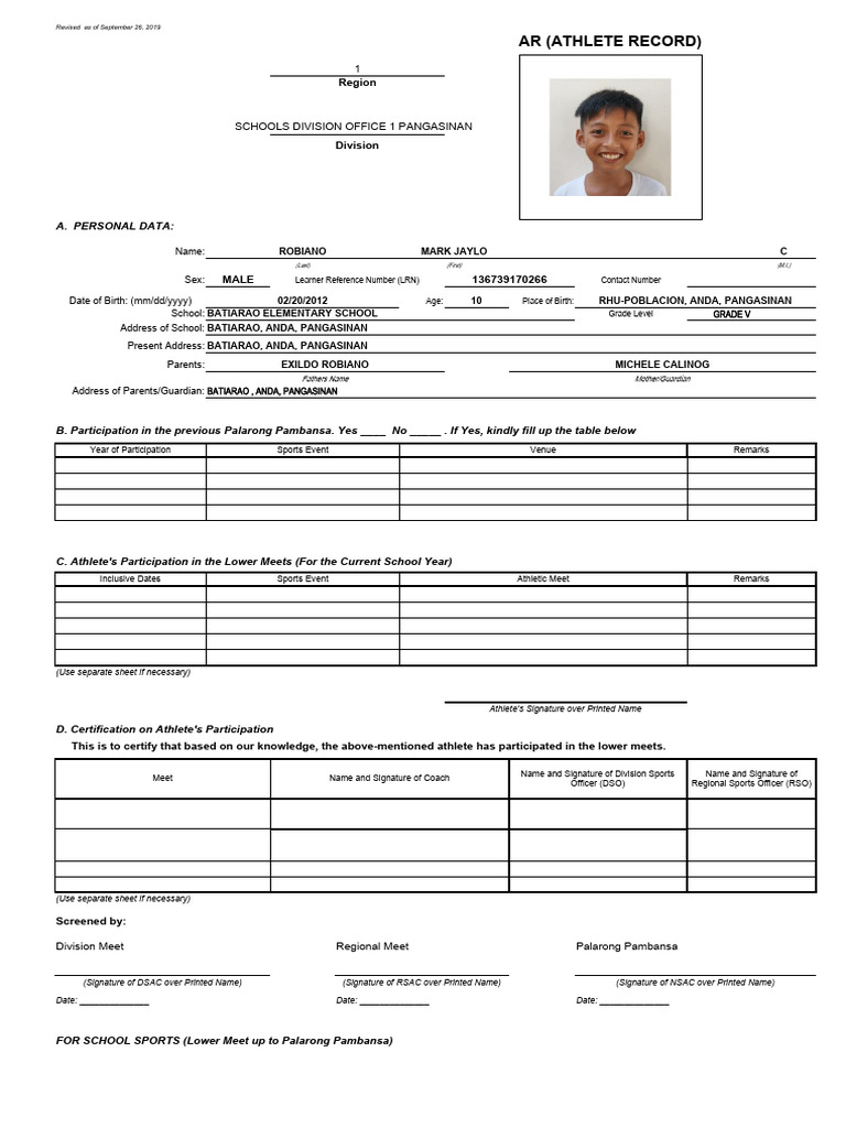 Athlete Record | PDF