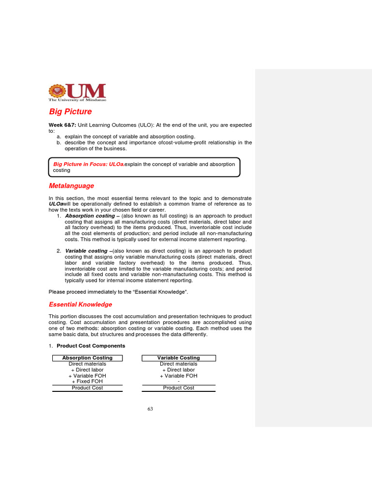 SIM - Variable and Absorption Costing - 0 | PDF | Cost Accounting ...