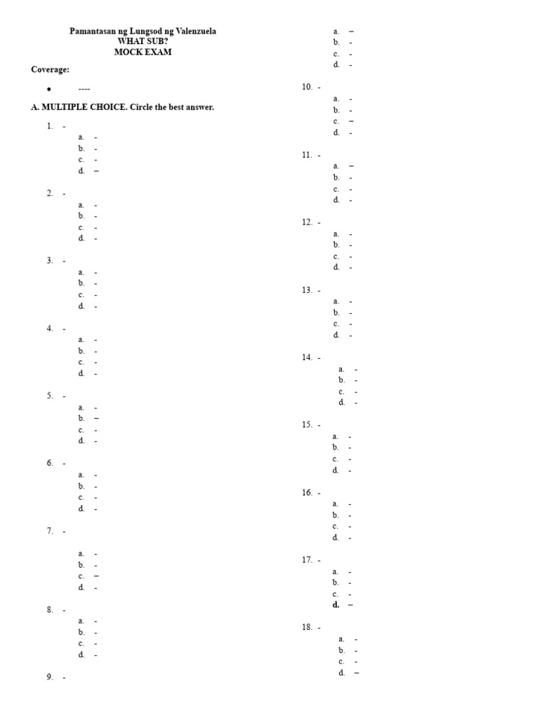 Mock Exam Template | PDF