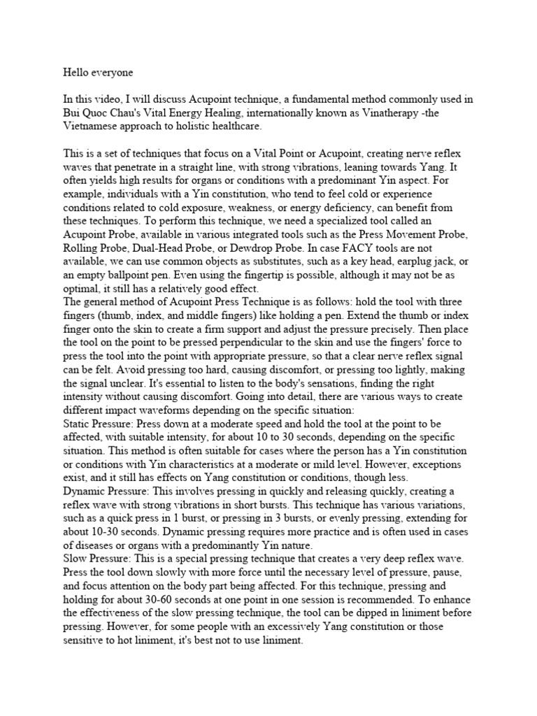 Acupoint Press Technique | PDF