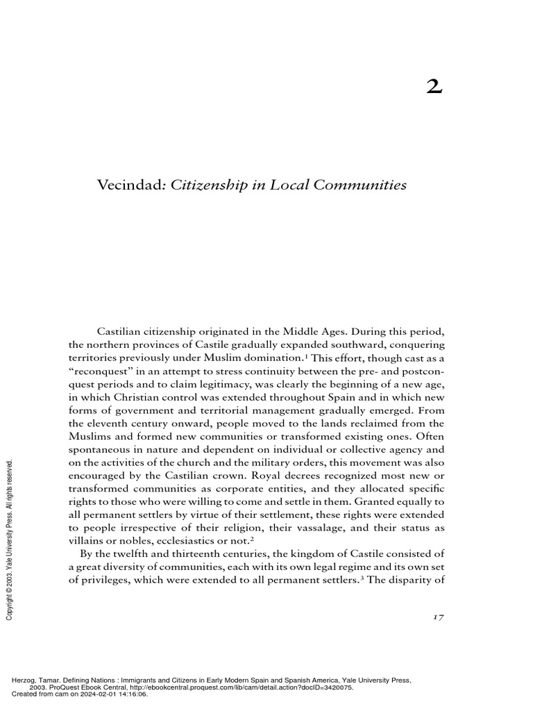 Defining Nations Immigrants and Citizens in Early ... - (2. Vecindad ...