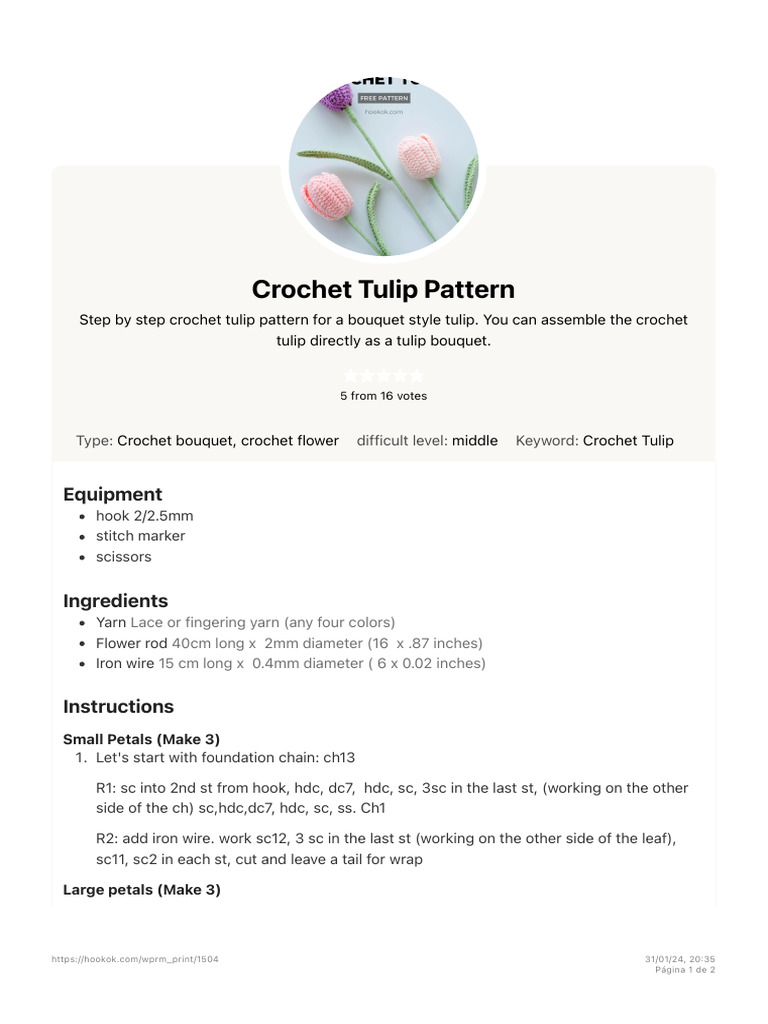 Free Crochet Tulip Bouquet Pattern | PDF | Art