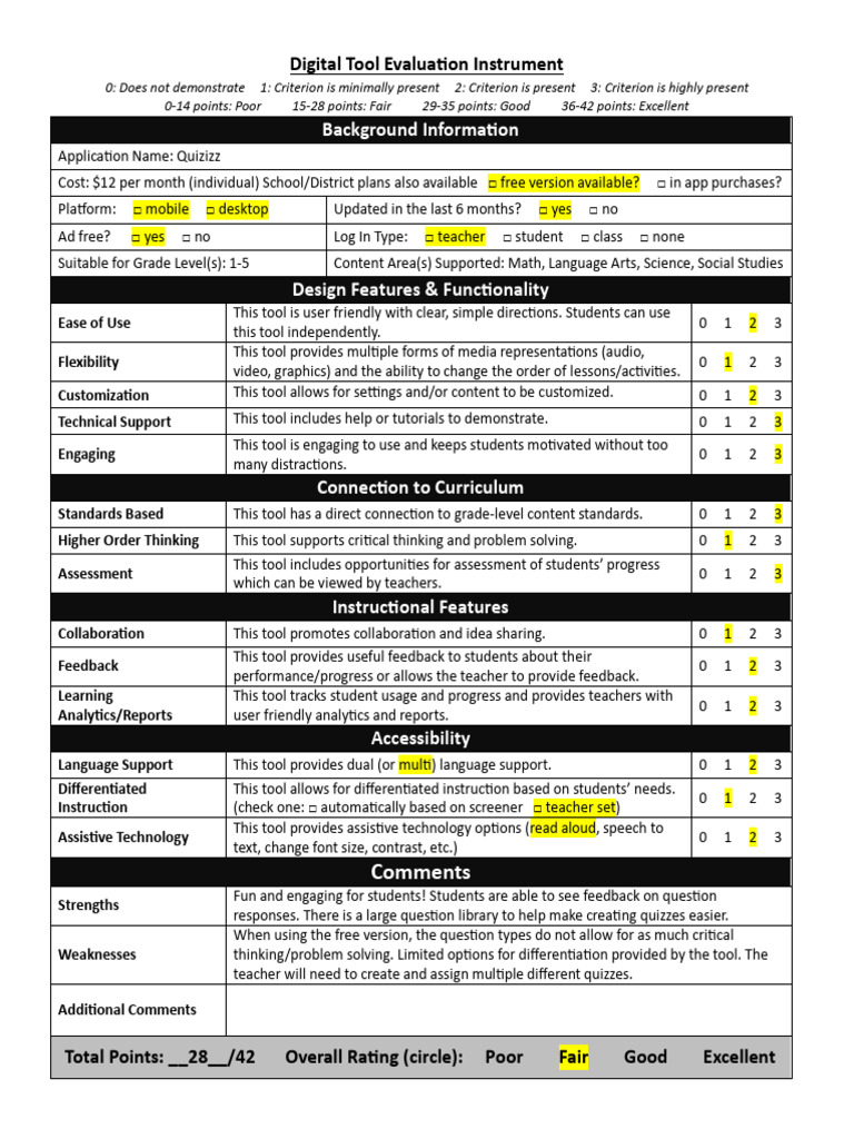 M Dunning Evaluation Instrument Quizizz | PDF