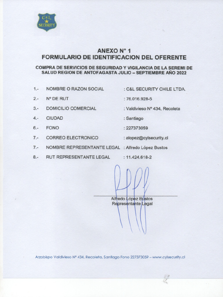 Anexo N°1 Formulario de Identificacion | PDF