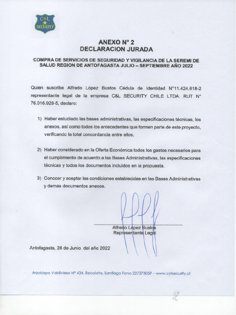 Anexo N°2 Declaracion Jurada | PDF