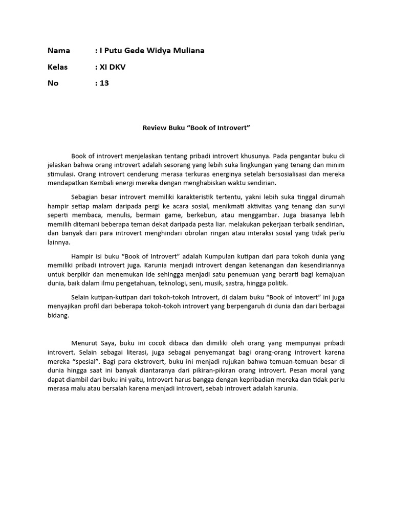 Review Buku Book of Introvert | PDF
