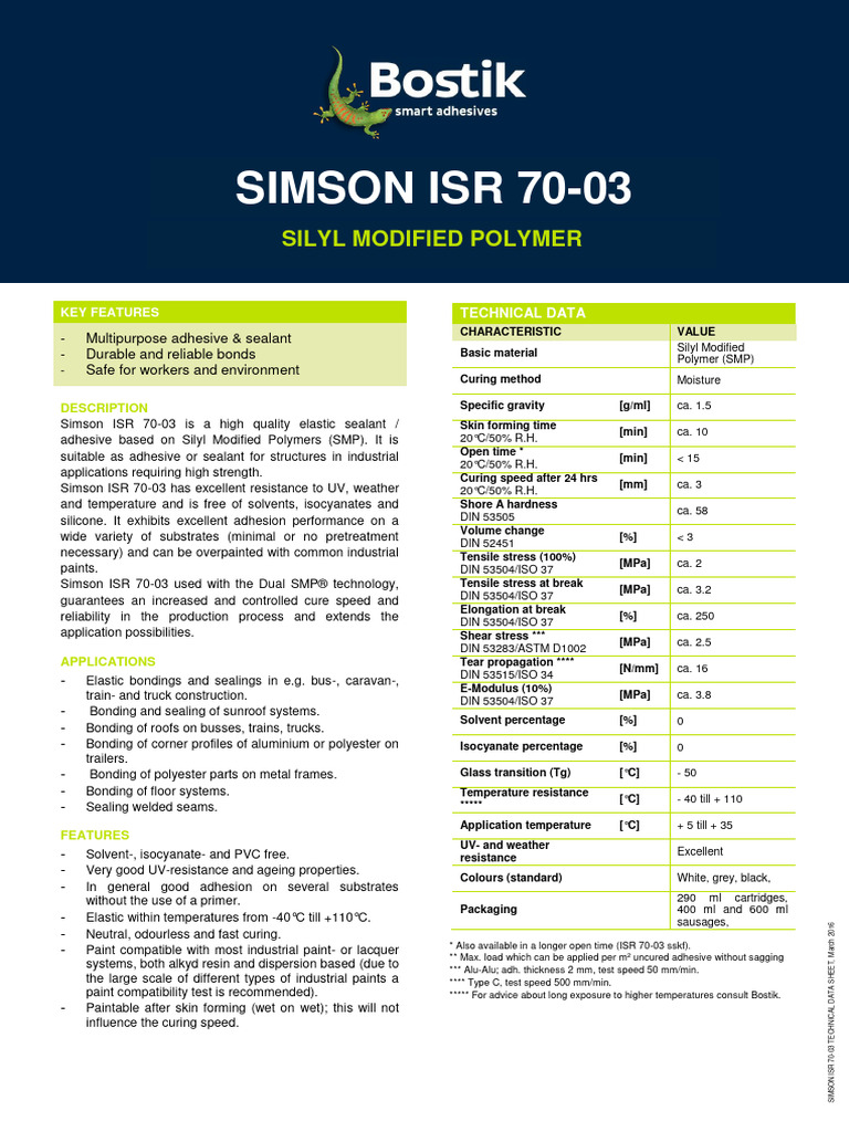 Bostik Simson Isr 70 03 Tds March 2016 | PDF