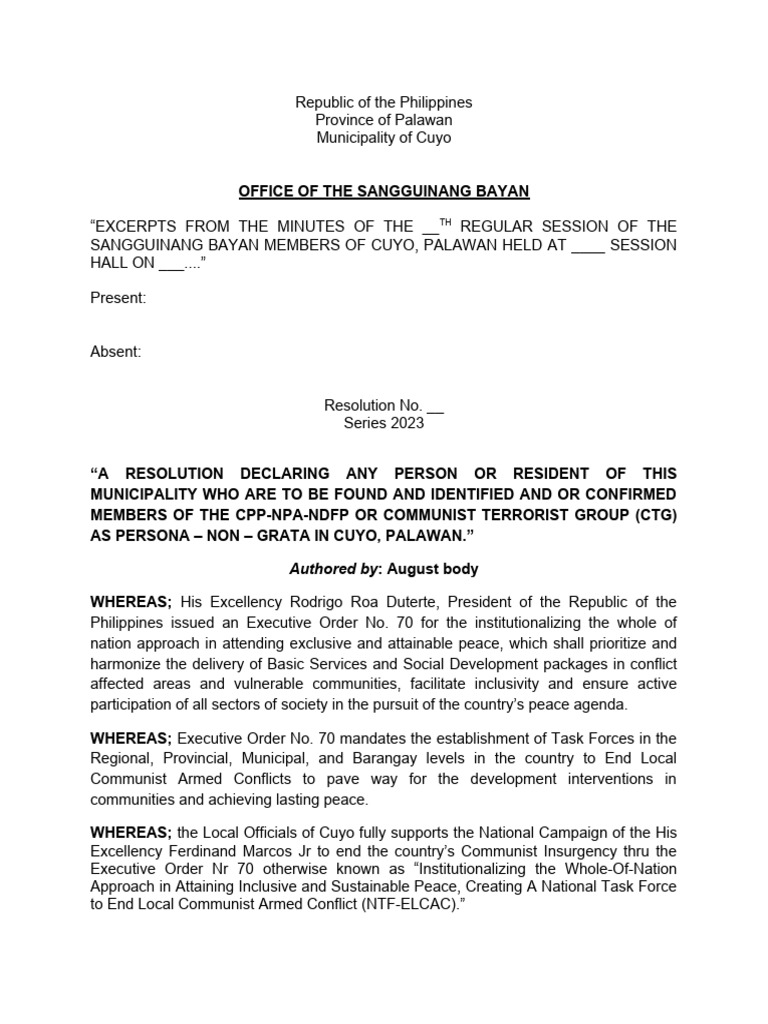 FORMAT Resolution PERSONA NON GRATA | Download Free PDF | National ...