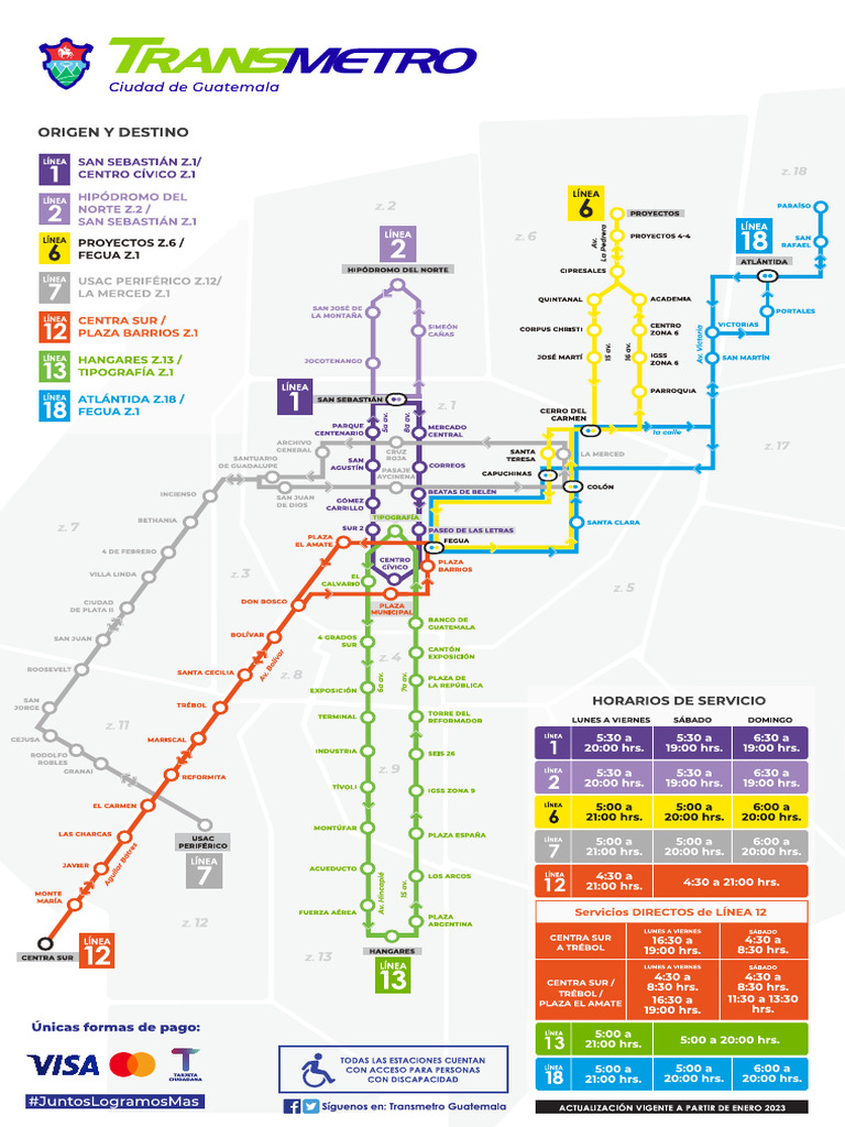 Enero 2023 Mapa de Líneas Transmetro | PDF