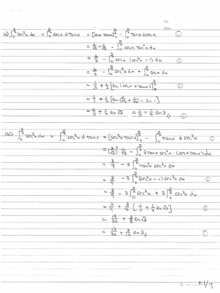 S5 M2 Test 1 Definite Integarion | PDF