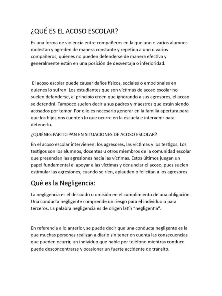 Qué Es El Acoso Escolar | PDF
