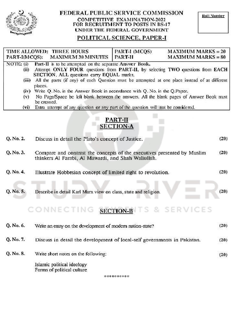Political Science CSS 2022 Past Paper | PDF