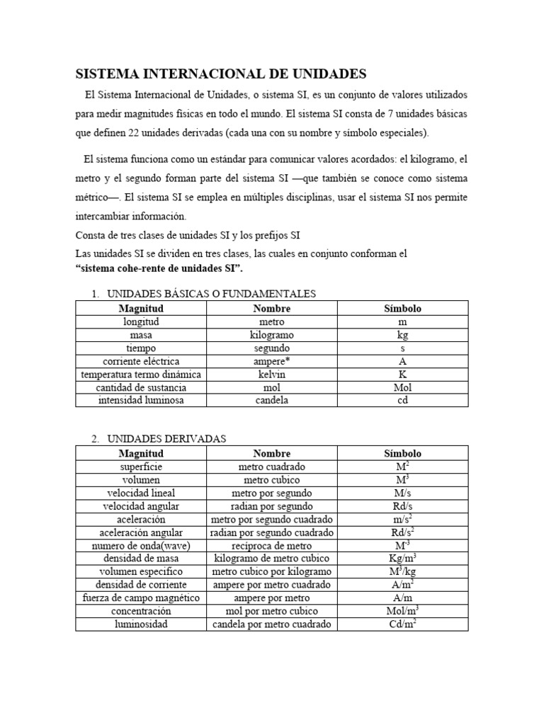 Guía del Sistema Internacional de Unidades | PDF | Sistema ...