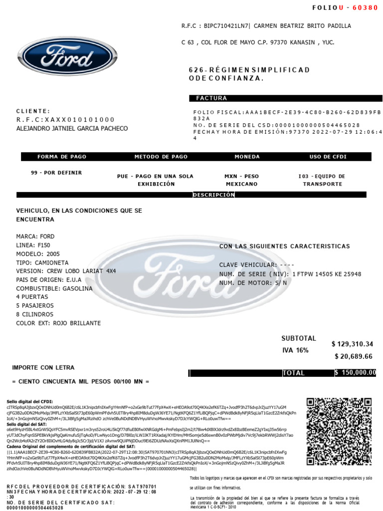 Factura Ford | PDF